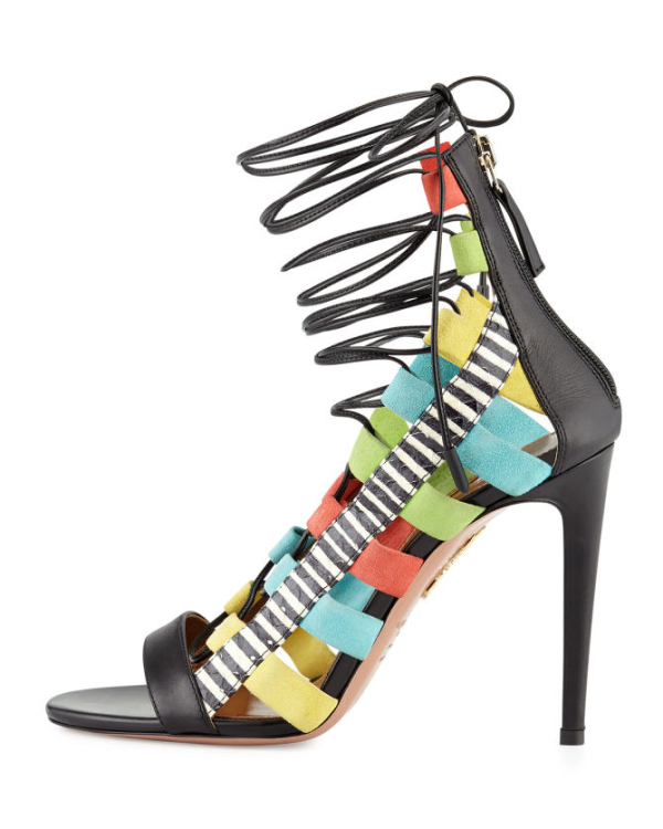 Aquazzura Amazon Lace-Up Cage Sandal, Multicolor – Shoes Post