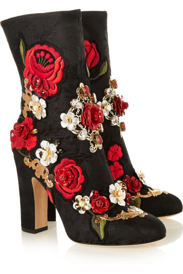 DOLCE & GABBANA Embellished Brocade Boots – Shoes Post