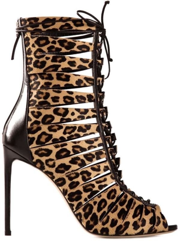 FRANCESCO RUSSO Leopard Print Lace-up Boots – Shoes Post
