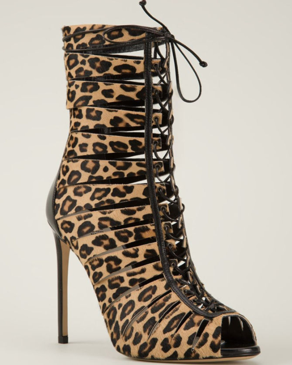 FRANCESCO RUSSO Leopard Print Lace-up Boots – Shoes Post