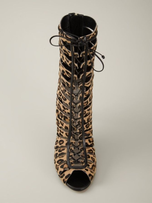 FRANCESCO RUSSO Leopard Print Lace-up Boots – Shoes Post