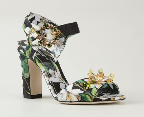 Dolce And Gabbana Jewel Embellished Floral Print Sandals Shoes Post