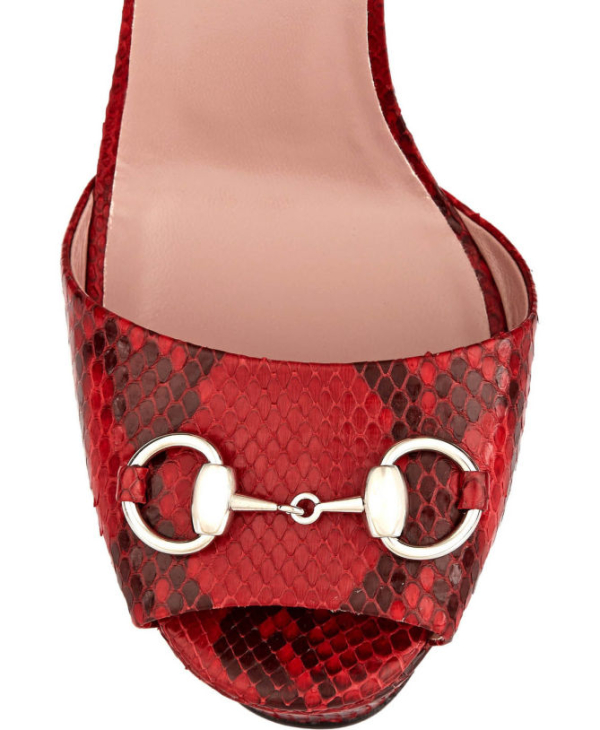 GUCCI Horsebit-detailed Python Platform Sandals – Shoes Post