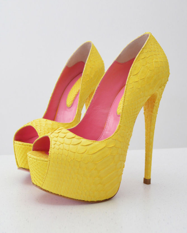 Y.S. Yellow Python Heels – Shoes Post
