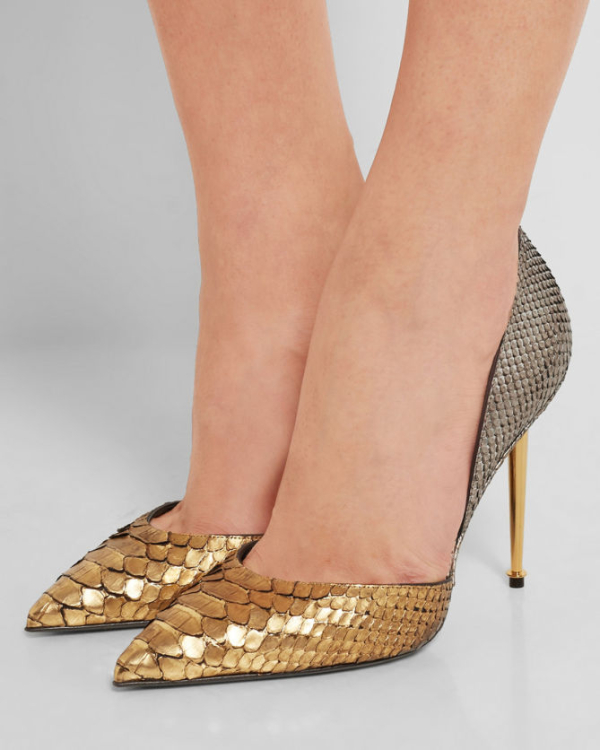 TOM FORD D’Orsay two-tone metallic python pumps – Shoes Post