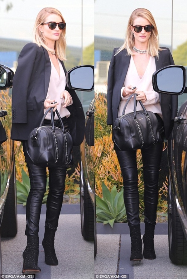 Rosie Huntington-Whiteley Is Classy in Leather and Laser-Cut Details ...