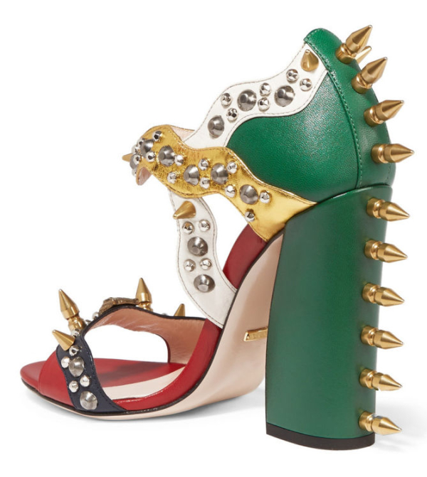 GUCCI Embellished metallic leather sandals – Shoes Post