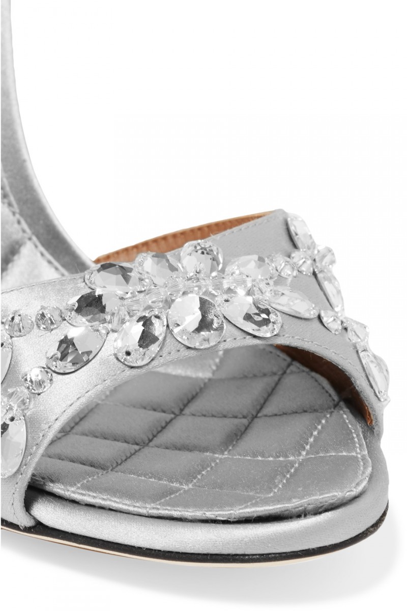 DOLCE & GABBANA Swarovski crystal-embellished satin sandals – Shoes Post