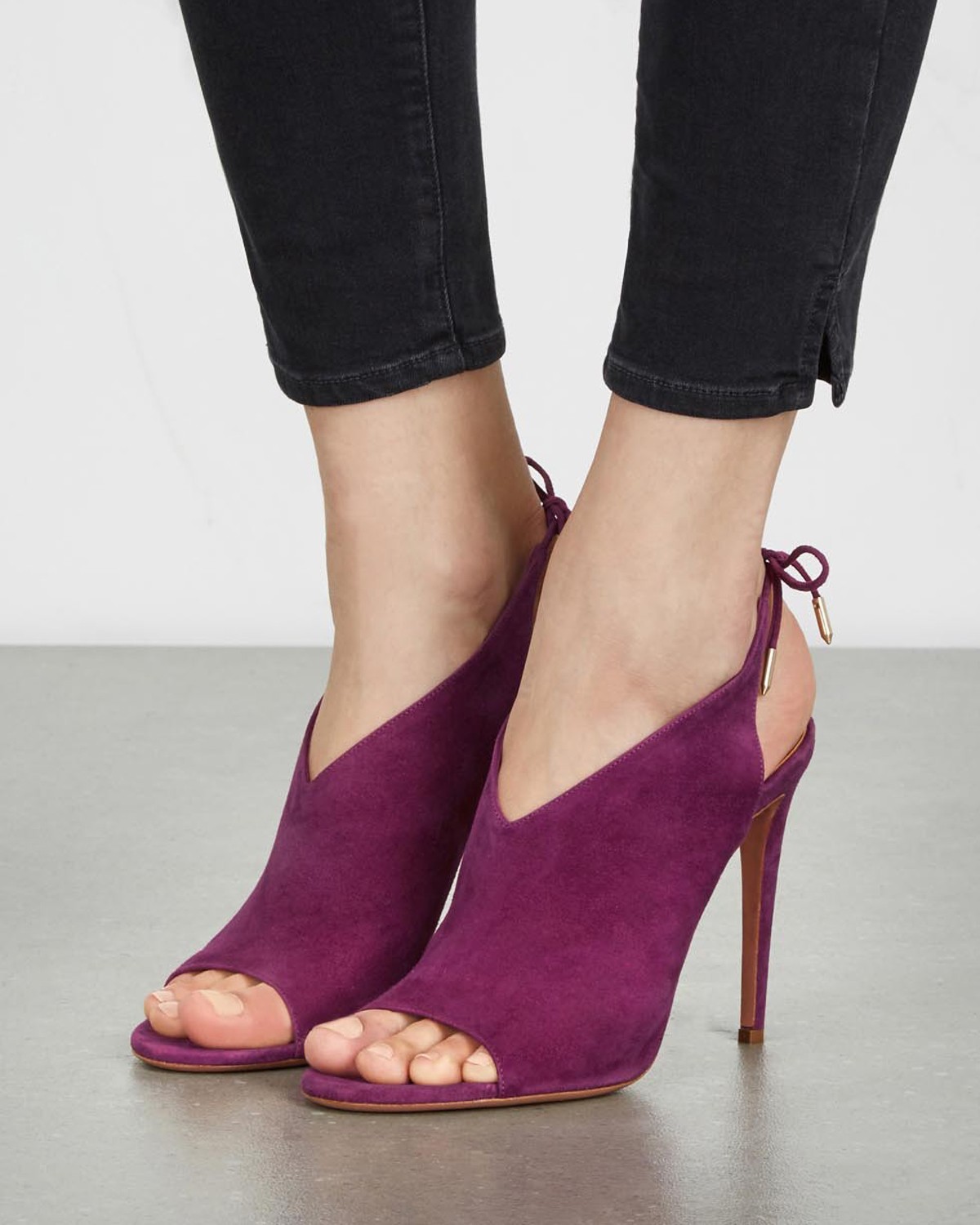 AQUAZZURA Ami plum suede sandals – Shoes Post
