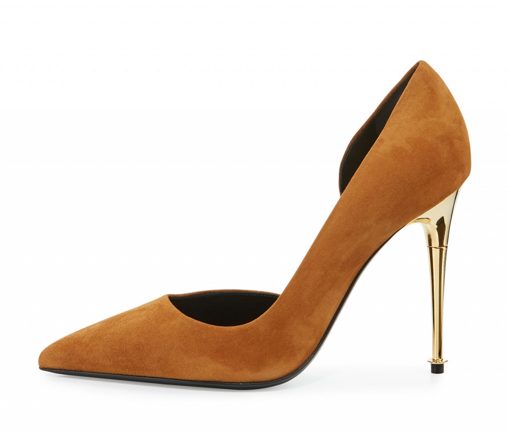 TOM FORD Golden Stack Half-d’Orsay Pump, Cognac – Shoes Post