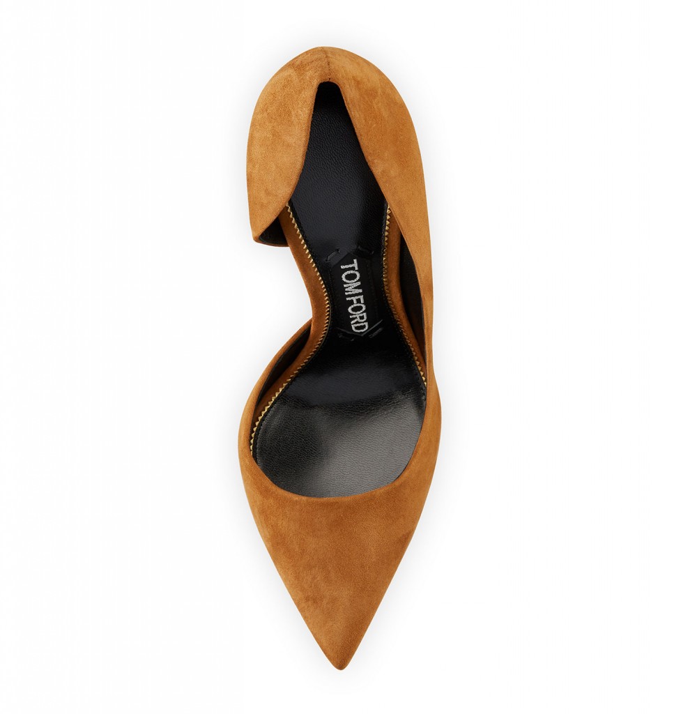 TOM FORD Golden Stack Half-d’Orsay Pump, Cognac – Shoes Post