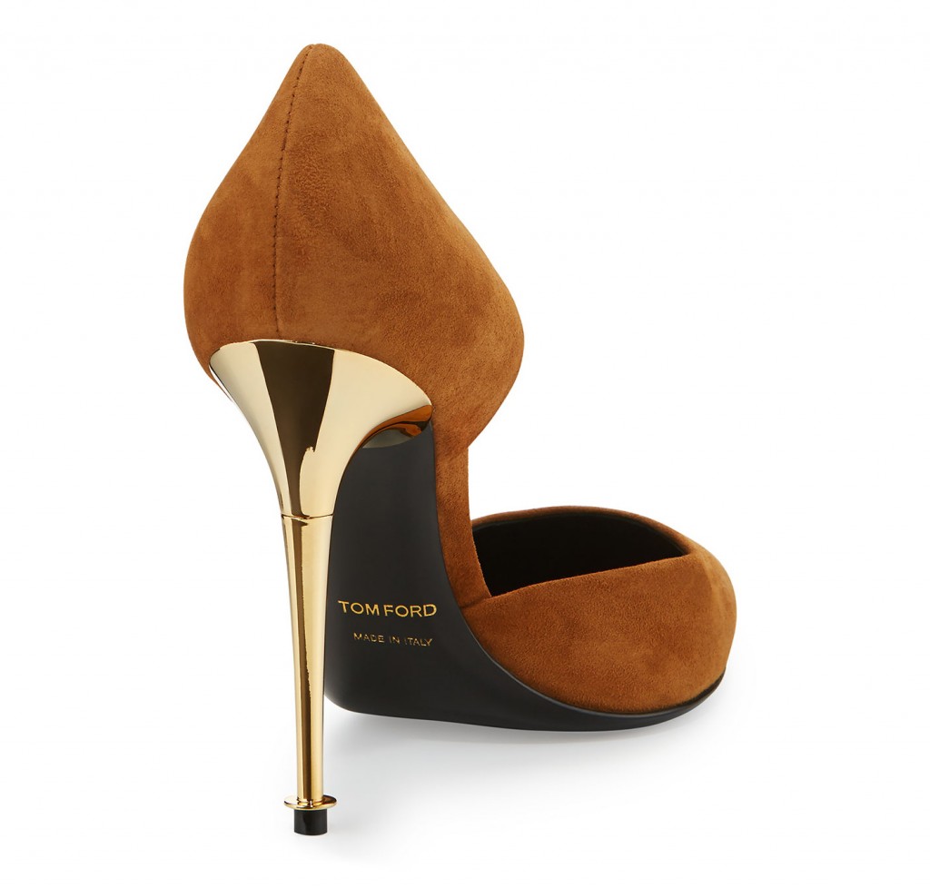 TOM FORD Golden Stack Half-d’Orsay Pump, Cognac – Shoes Post