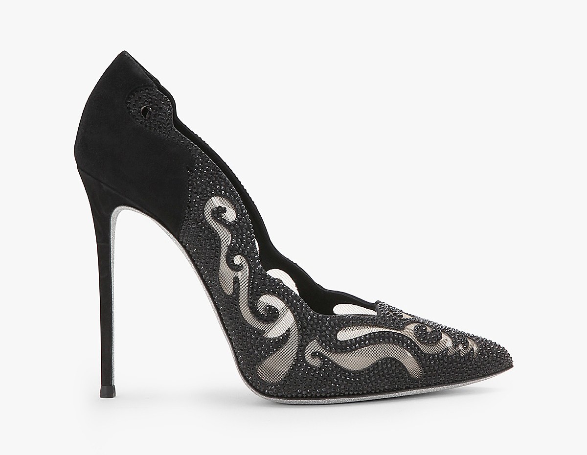 Rene Caovilla SUEDE COURT SHOES WITH RHINESTONES – Shoes Post