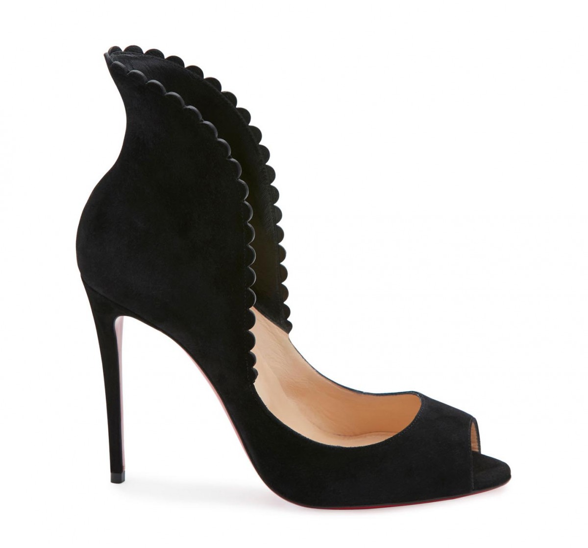 Christian Louboutin Pijonina Scalloped 100mm Red Sole Pump, Black ...