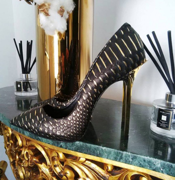 DUKAS Deville Pump Python Gold/Black – Shoes Post