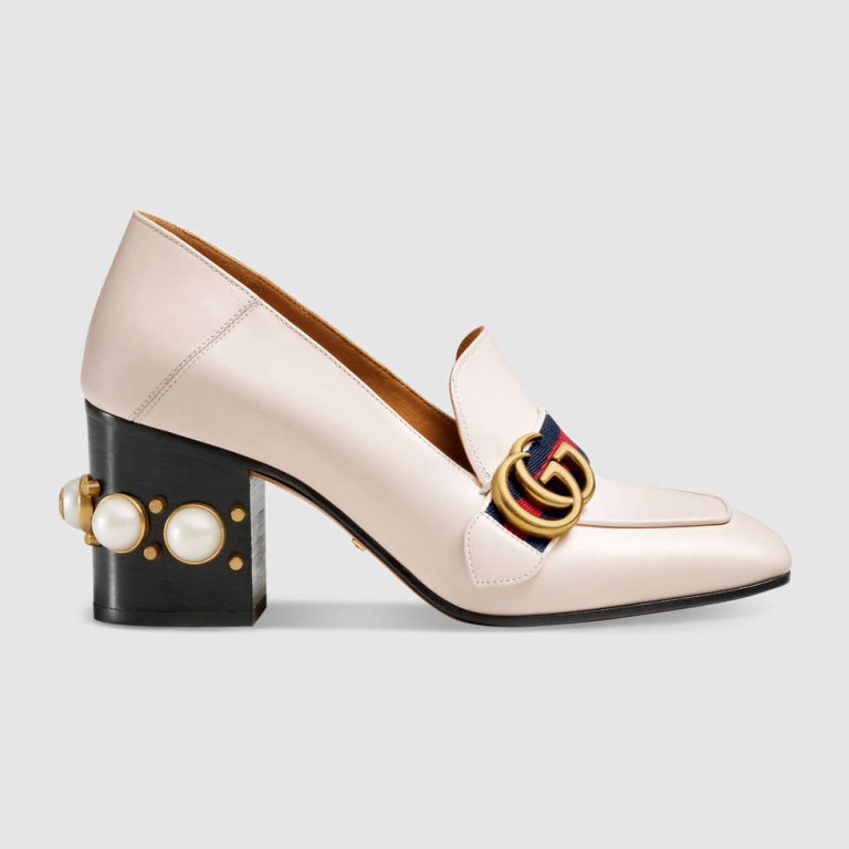 Walk in Style in Kate’s Gucci White Mid Heel Loafers – Shoes Post