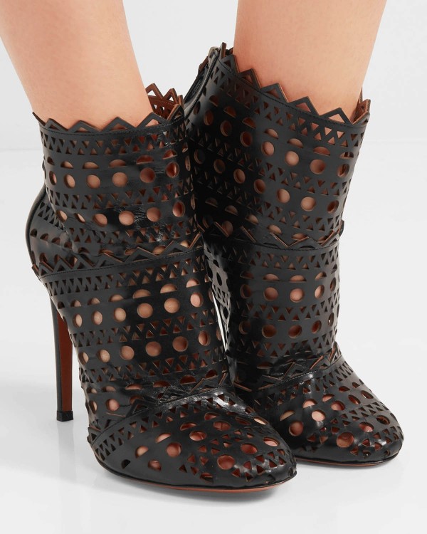 ALAÏA Laser-cut leather ankle boots – Shoes Post