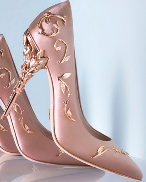 Ralph and Russo Eden Pump Vintage Pink with Rose Gold Leaves – Shoes Post