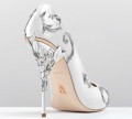 Ralph & Russo EDEN PUMP WHITE SATIN WITH SILVER LEAVES – Shoes Post