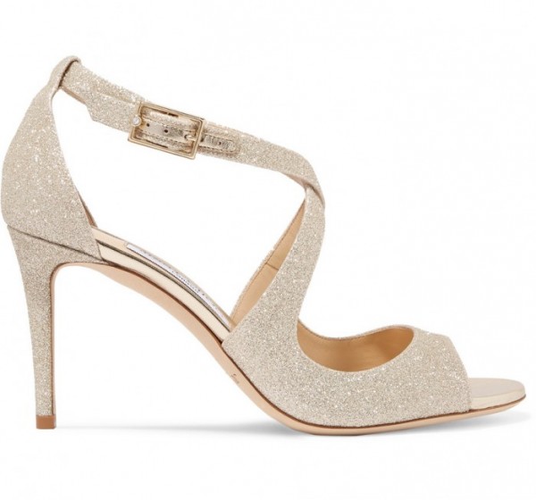 JIMMY CHOO Emily glittered leather sandals – Shoes Post