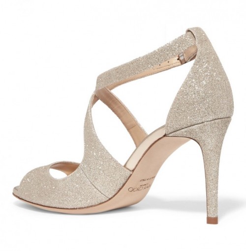 JIMMY CHOO Emily glittered leather sandals – Shoes Post