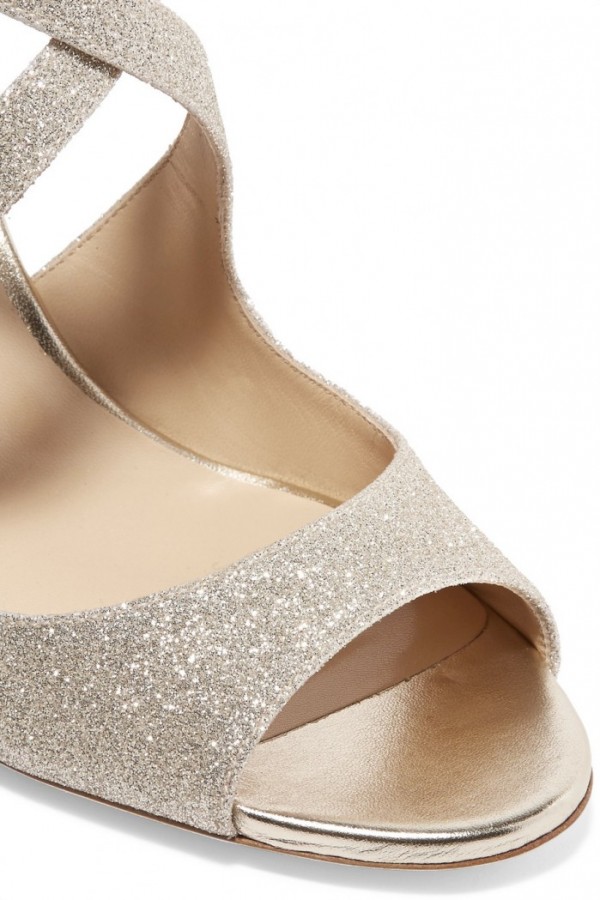 JIMMY CHOO Emily glittered leather sandals – Shoes Post