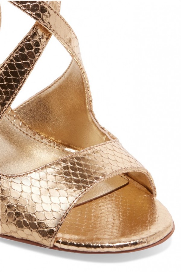 MICHAEL MICHAEL KORS Estee metallic snake-effect leather sandals ...