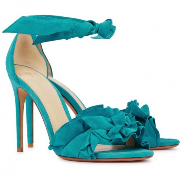 ALEXANDRE BIRMAN Lupita aqua suede sandals – Shoes Post