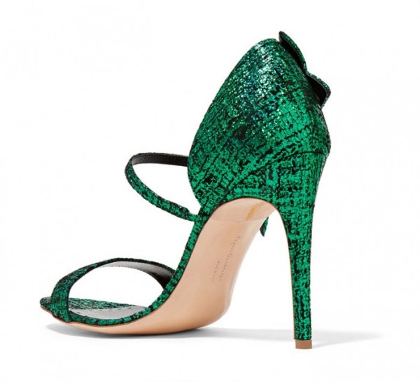 RUPERT SANDERSON Starfire metallic textured-leather sandals – Shoes Post