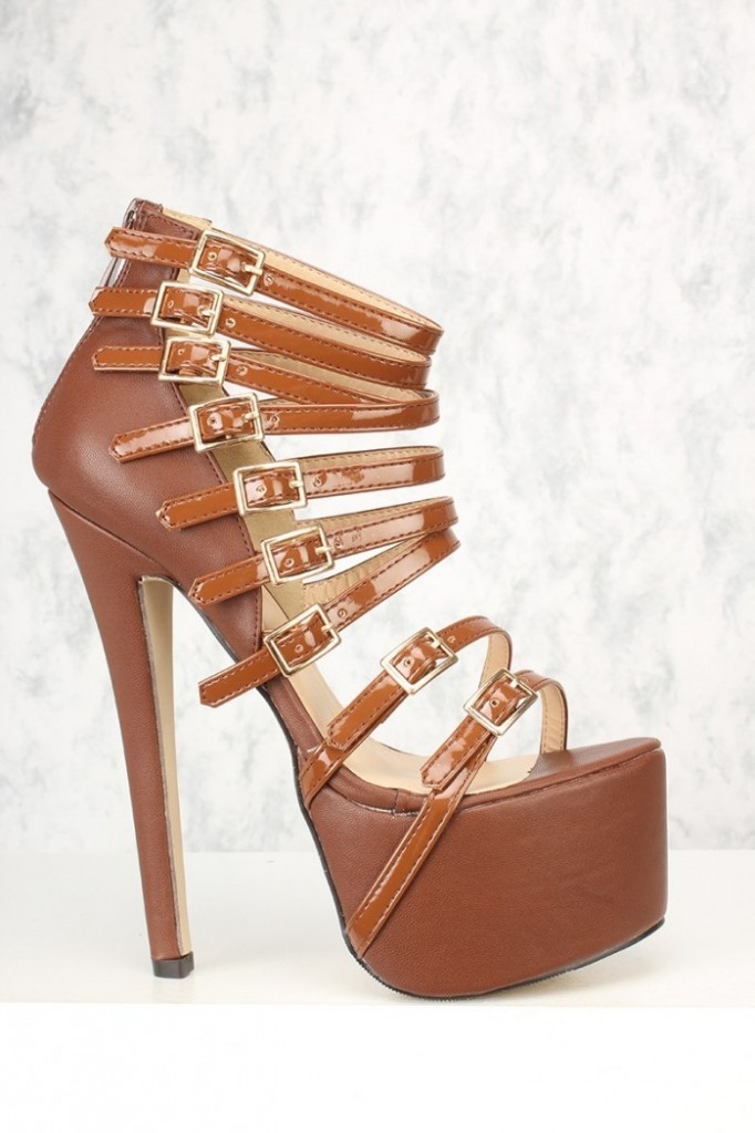 AmiClubwear Sexy Brown Strappy Platform 6 Inch Stiletto High Heels ...