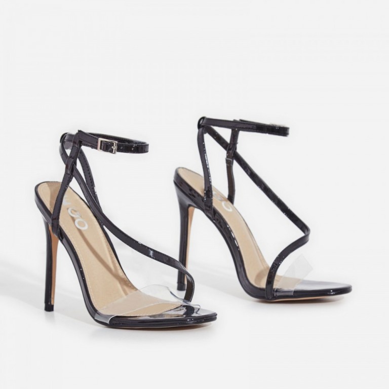 EGO Mystic Perspex Barely There Heel In Black Patent – Shoes Post