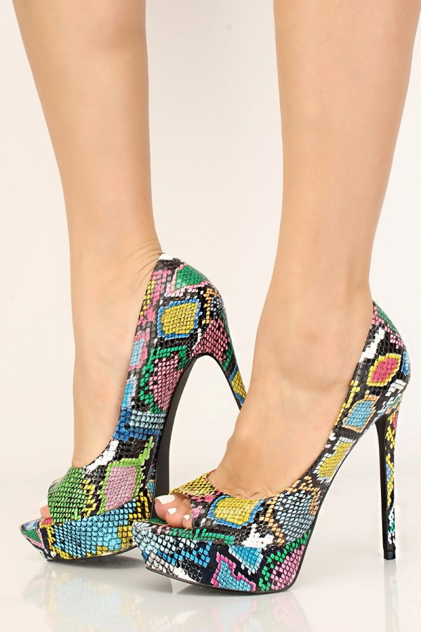 Multi Snake Print Platform Pumps – Shoes Post