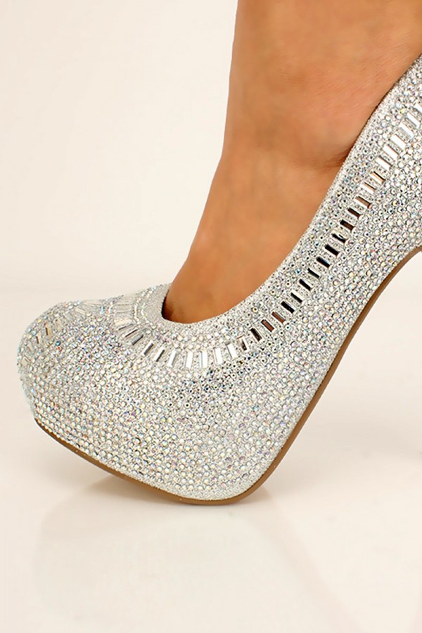 Silver Rhinestones Platform Pumps – Shoes Post