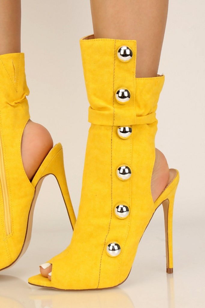 Yellow Studded Peep Toe Booties – Shoes Post